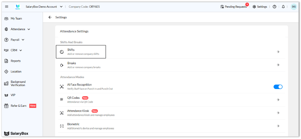 Create and Assign Employee Shifts - SalaryBox