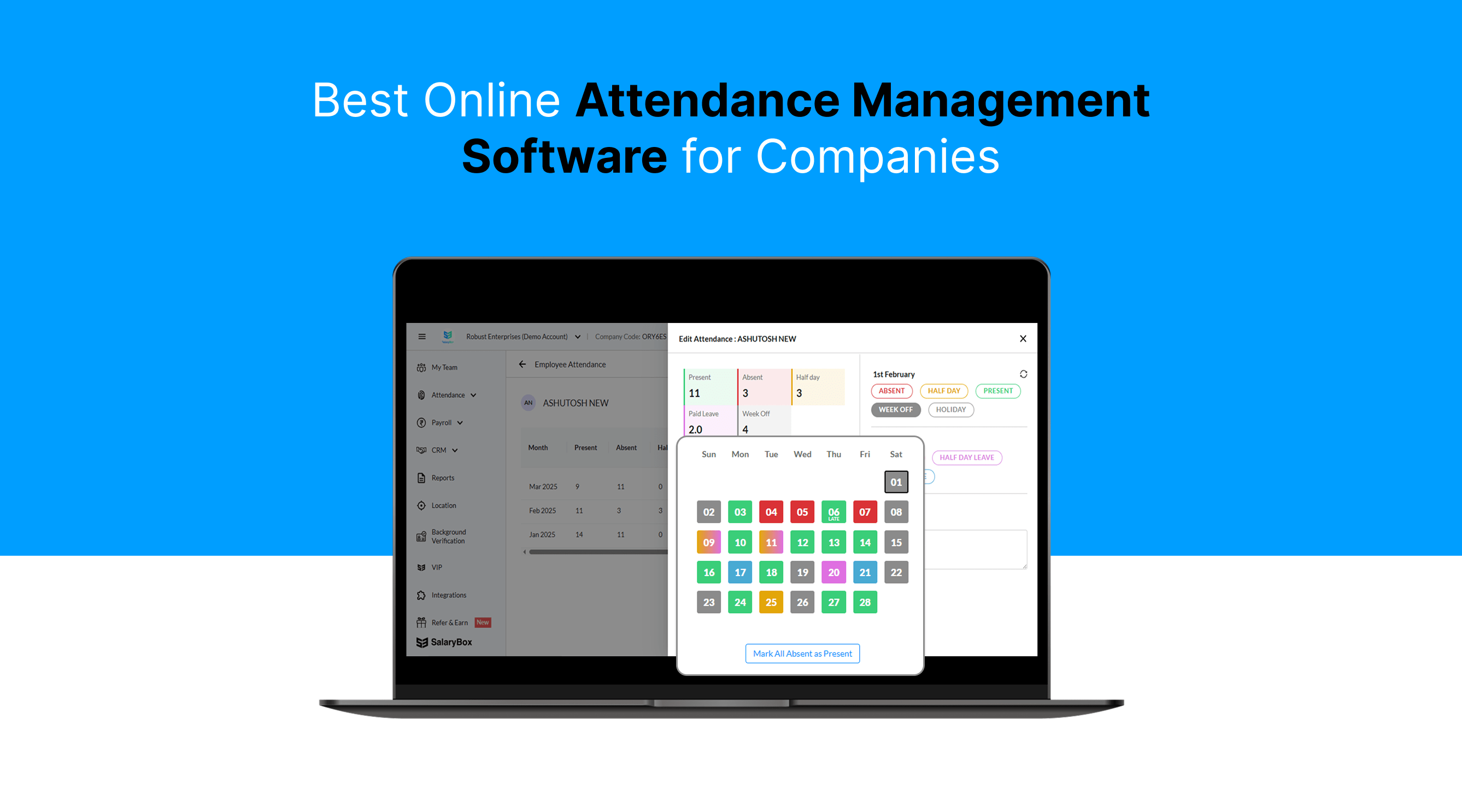 Best Online Attendance Management Software for Companies - Salarybox